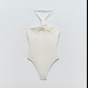 Zara | Tops | Zara Ribbed Bodysuit With Knot | Poshmark